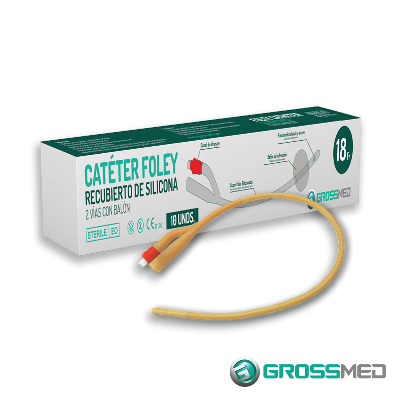 Sonda Foley 2 Vías 18 Fr con Balón de 5-15 mL (Recubierta de Silicona ...