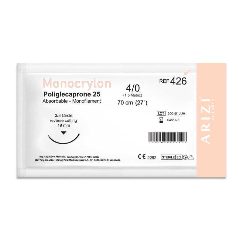 TuMaterialMédico.com | Monocrylon 426: Poliglecaprone 25 4/0 ARIZI
