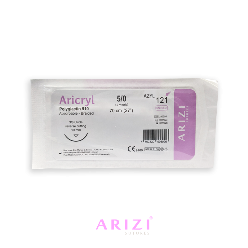TuMaterialMédico.com | Aricryl 121: Poliglactina 910 5/0 ARIZI