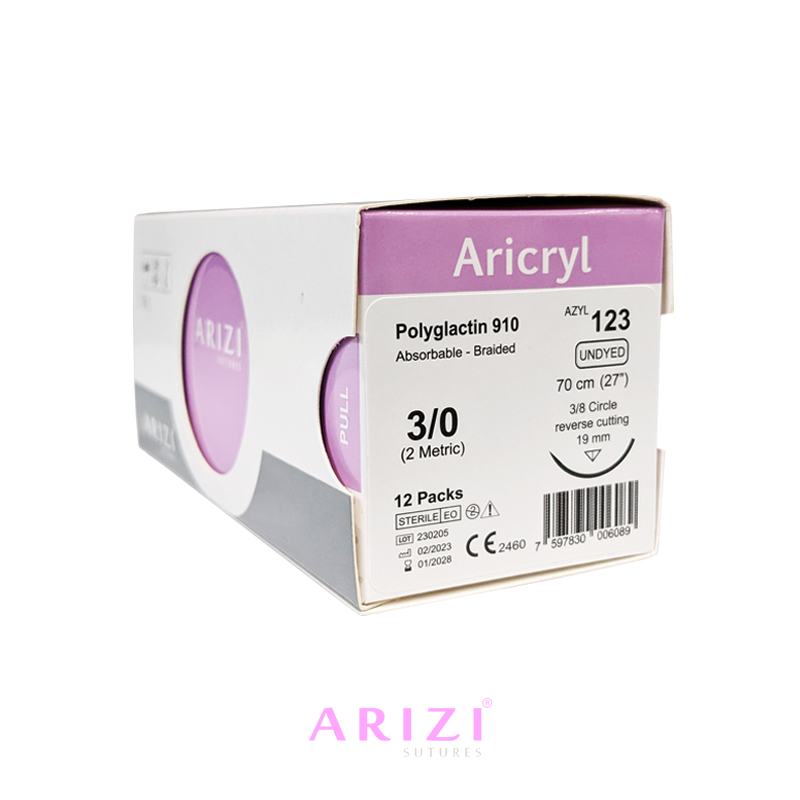 TuMaterialMédico.com | Aricryl 123: Poliglactina 910 3/0 ARIZI