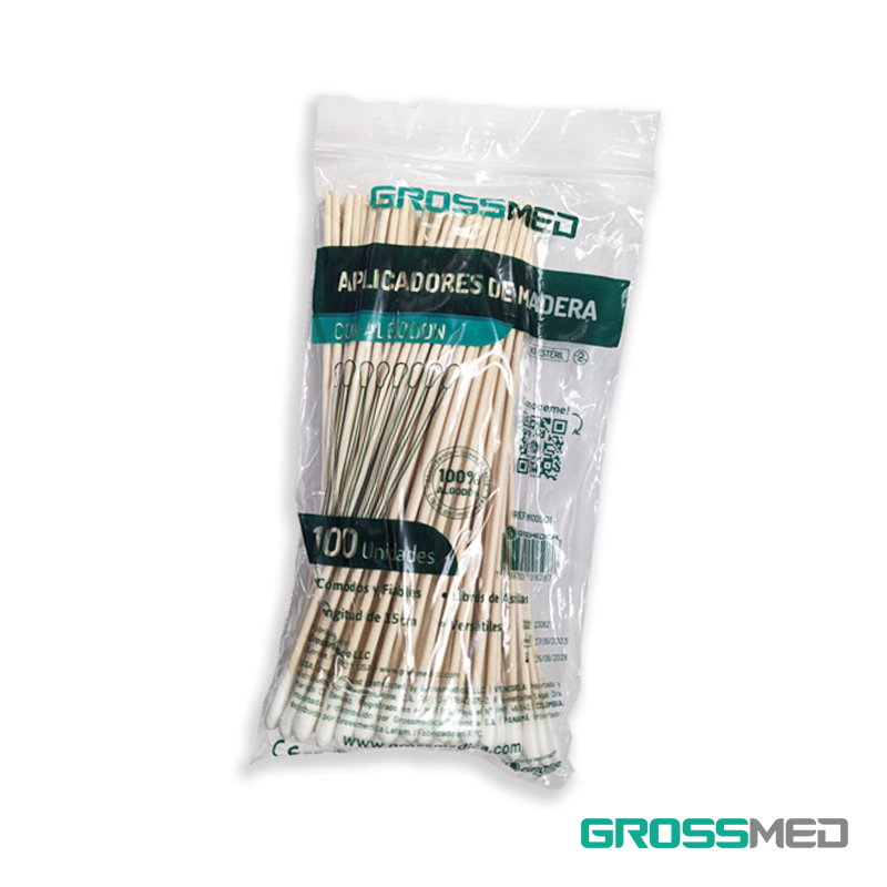 TuMaterialMédico.com | Aplicadores de Madera con Algodón (Punta ...