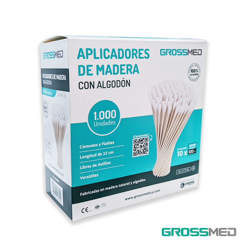 TuMaterialMédico.com | Aplicadores de Madera con Algodón (Punta ...