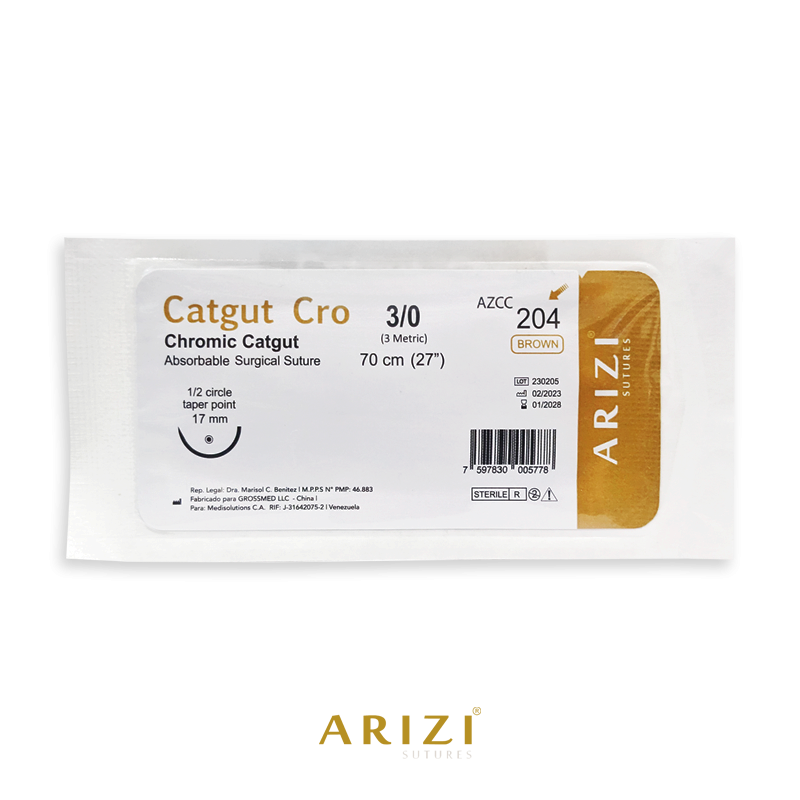 TuMaterialMédico.com | Catgut Cro 204: Crómico 3/0 ARIZI