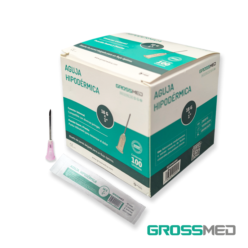 TuMaterialMédico.com | Aguja Hipodérmica 18G x 1" GROSSMED