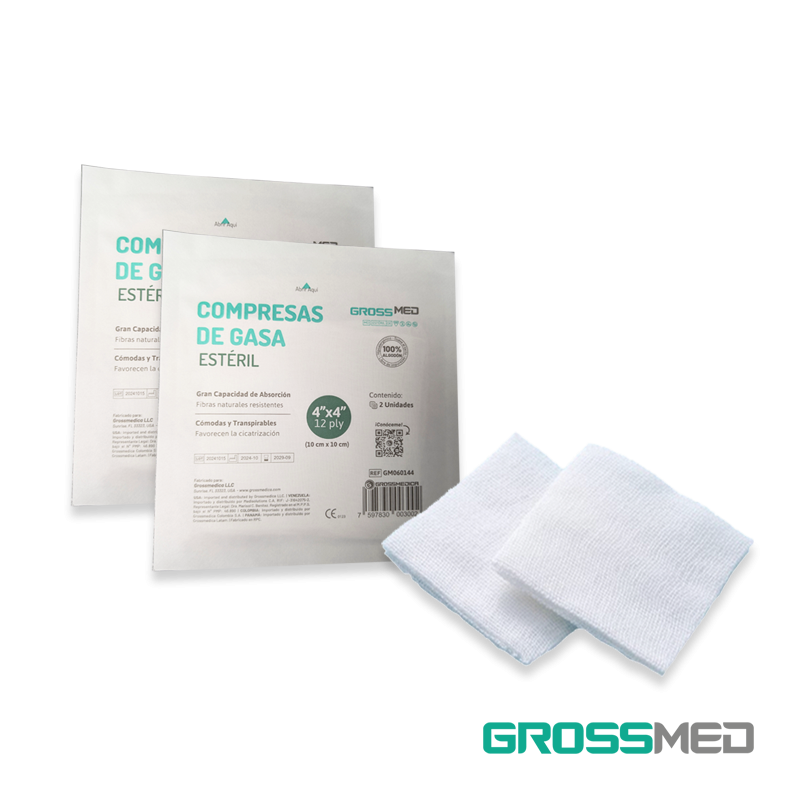 TuMaterialMédico.com | Compresa de Gasa Estéril 4"x 4" GROSSMED