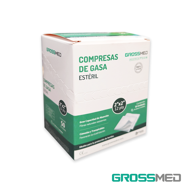 TuMaterialMédico.com | Compresa de Gasa Estéril 2"x 2" GROSSMED