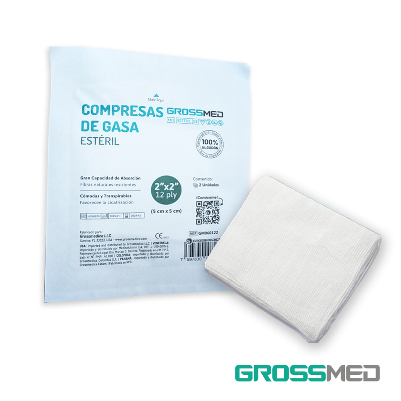 TuMaterialMédico.com | Compresa de Gasa Estéril 2"x 2" GROSSMED