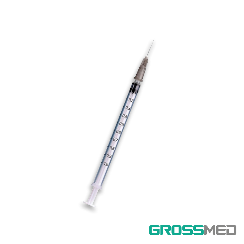 TuMaterialMédico.com | Jeringa de 1 cc con Aguja 27G x 1/2" Luer Slip GROSSMED